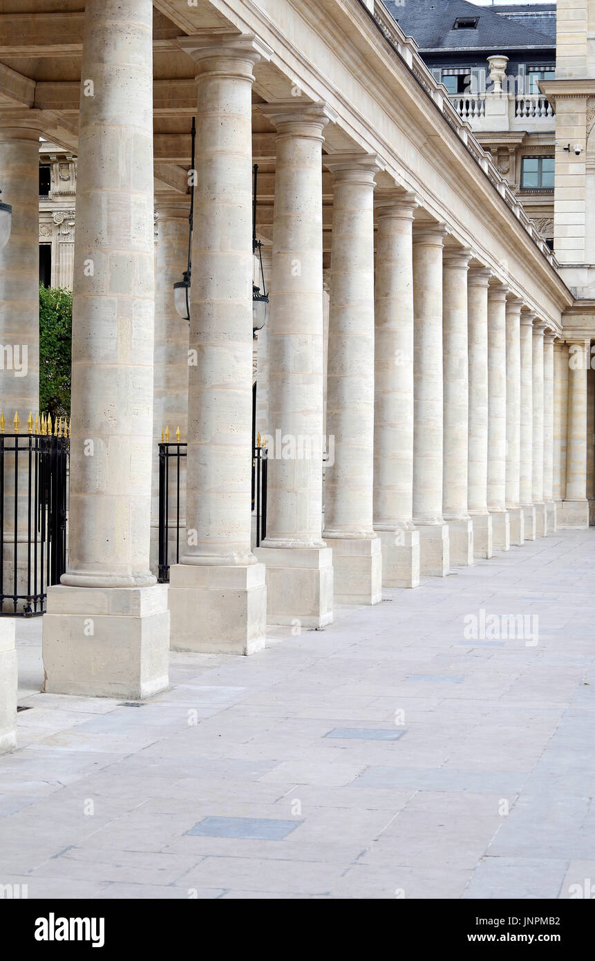 Paris, France, Palais Royal, details of the double colonnade Stock ...