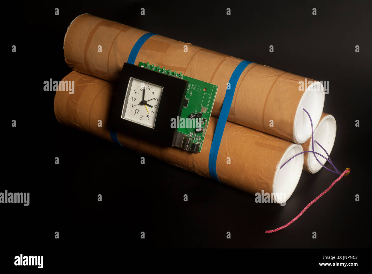 Time bomb made with dynamite Stock Photo - Alamy