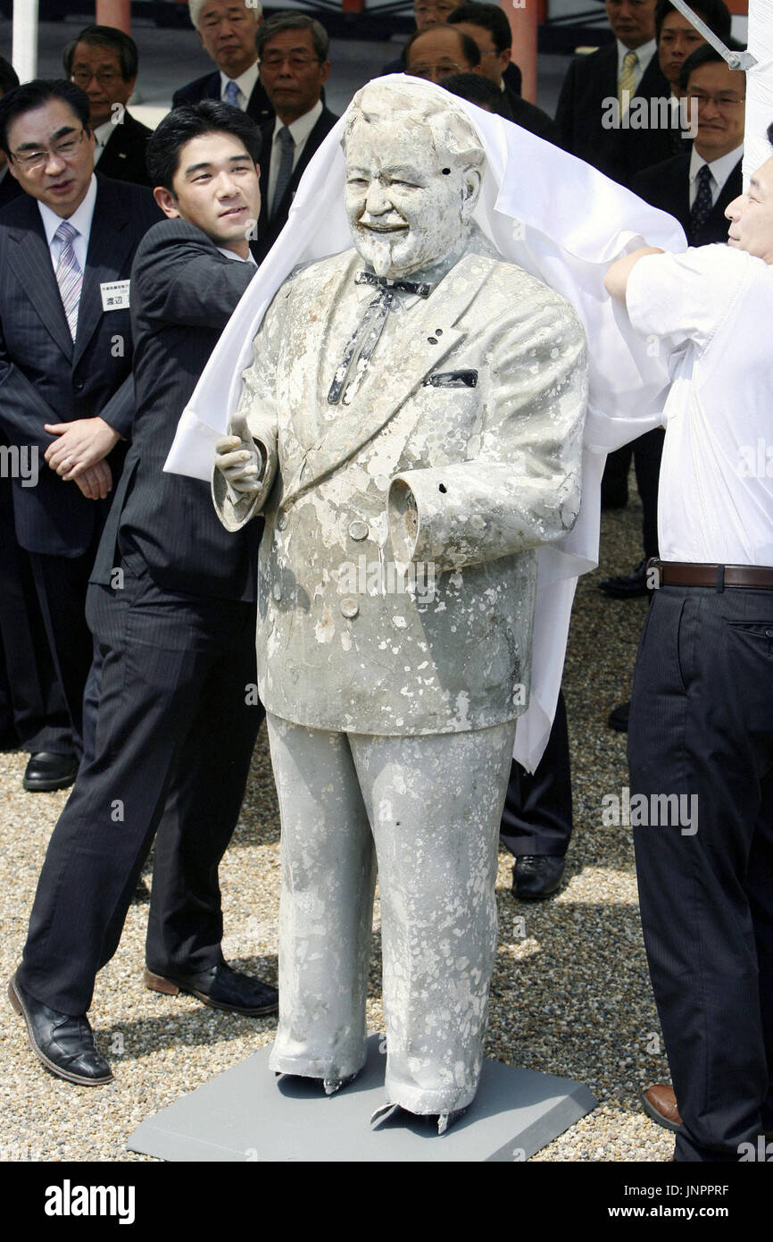 OSAKA, Japan - A partially restored statue of Colonel Sanders is ...
