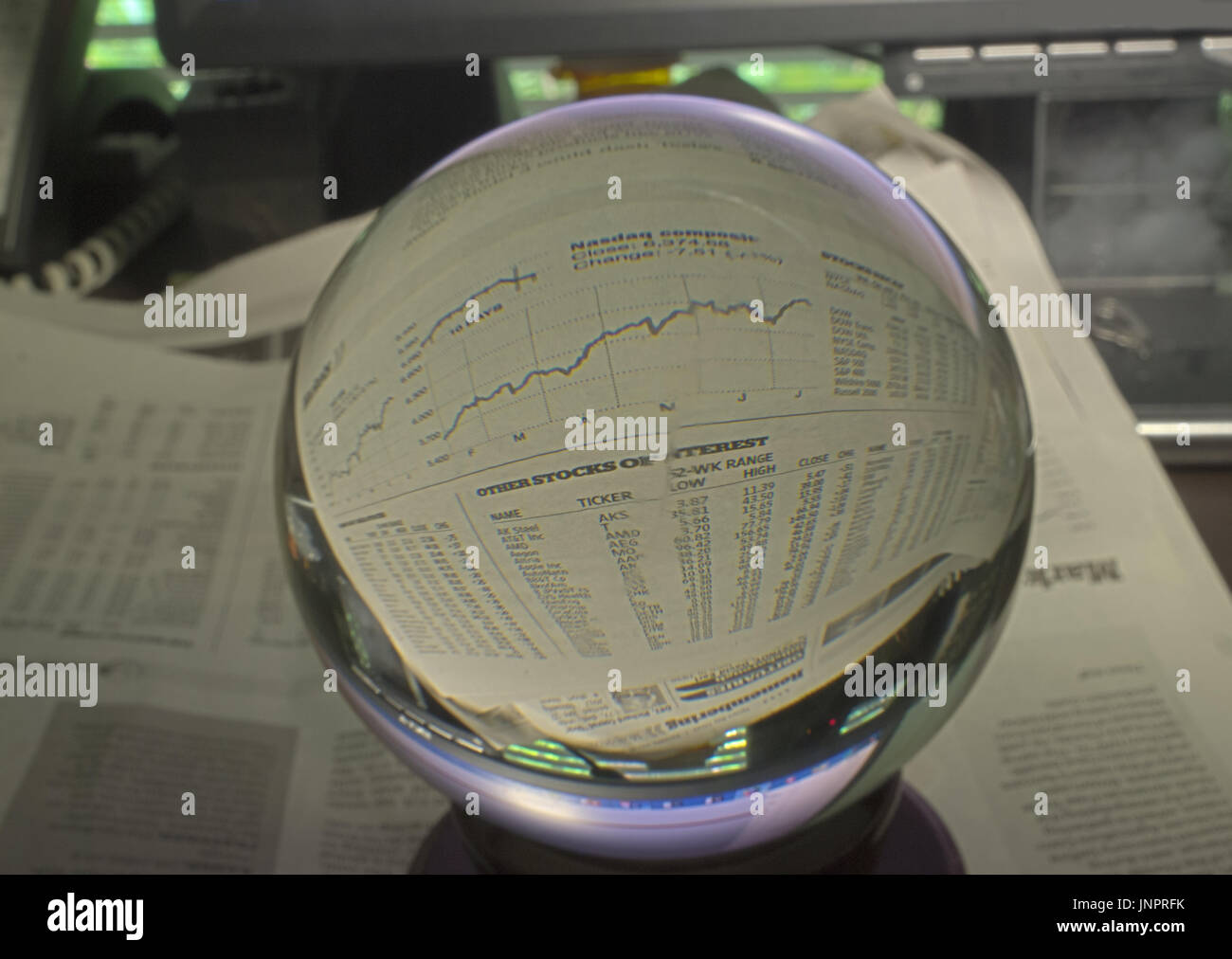 HDR Photo image of stock market graph through a crystal ball Stock ...