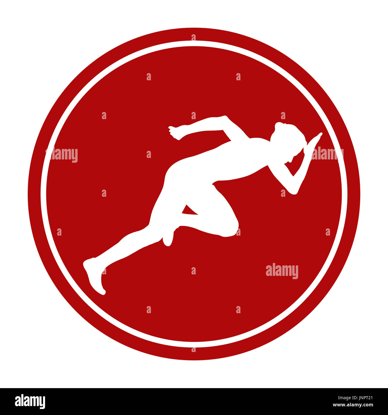 sports sign icon start woman runner from starting blocks Stock Photo ...