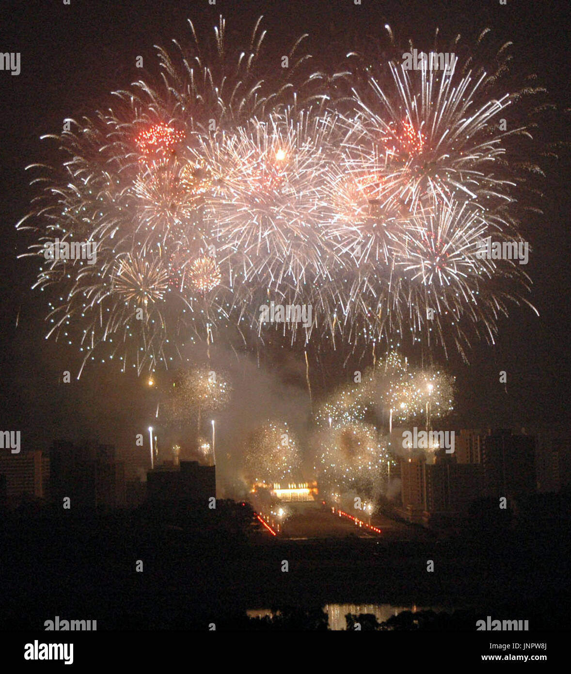 PYONGYANG, North Korea - Fireworks light up the sky over Pyongyang on ...