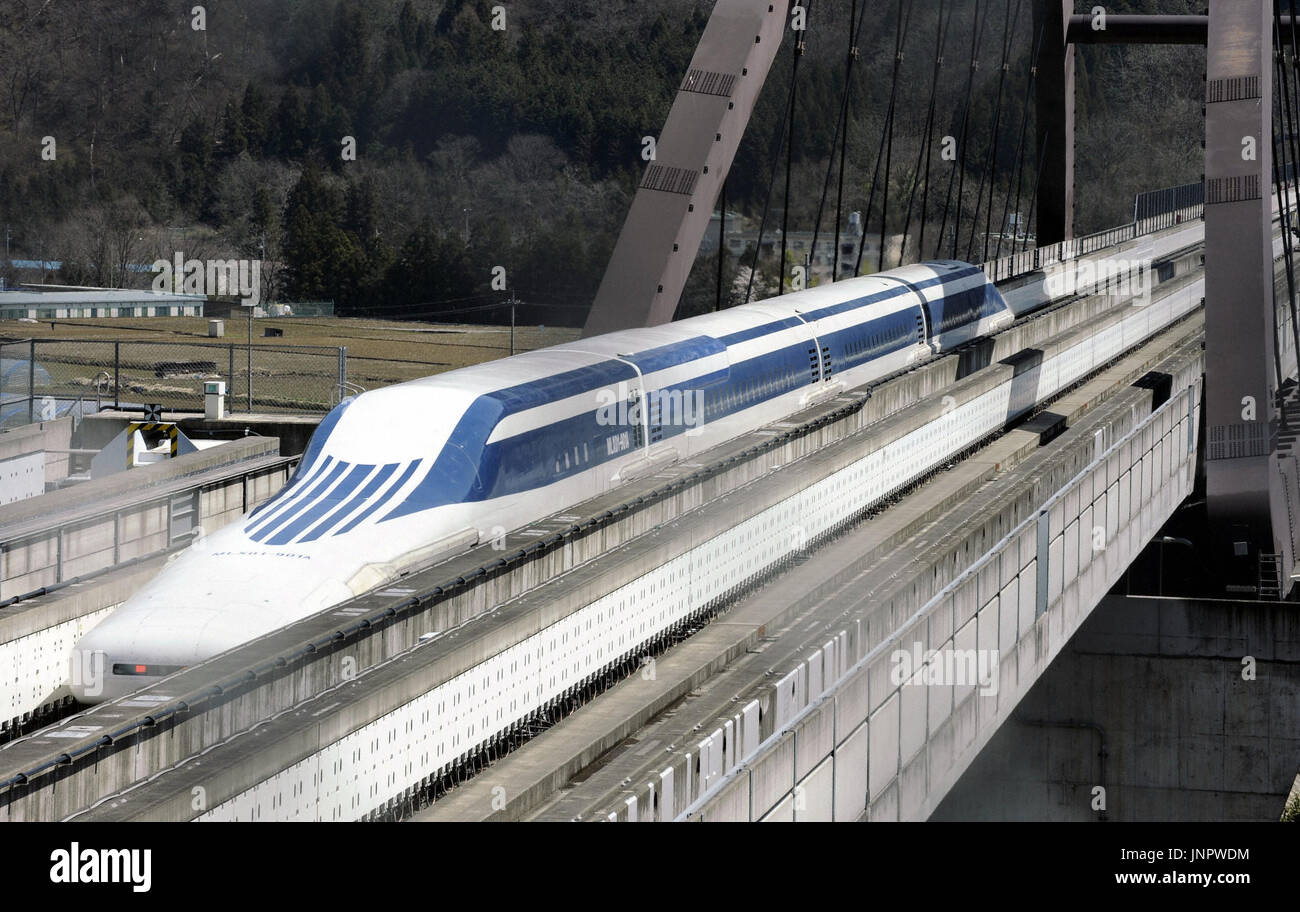 TOKYO, Japan - This file photo shows a maglev train conducting a test ...