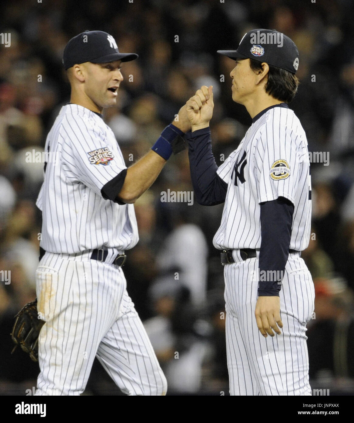 NEW YORK, United States - New York Yankees Derik Jeter (L) and Hideki ...