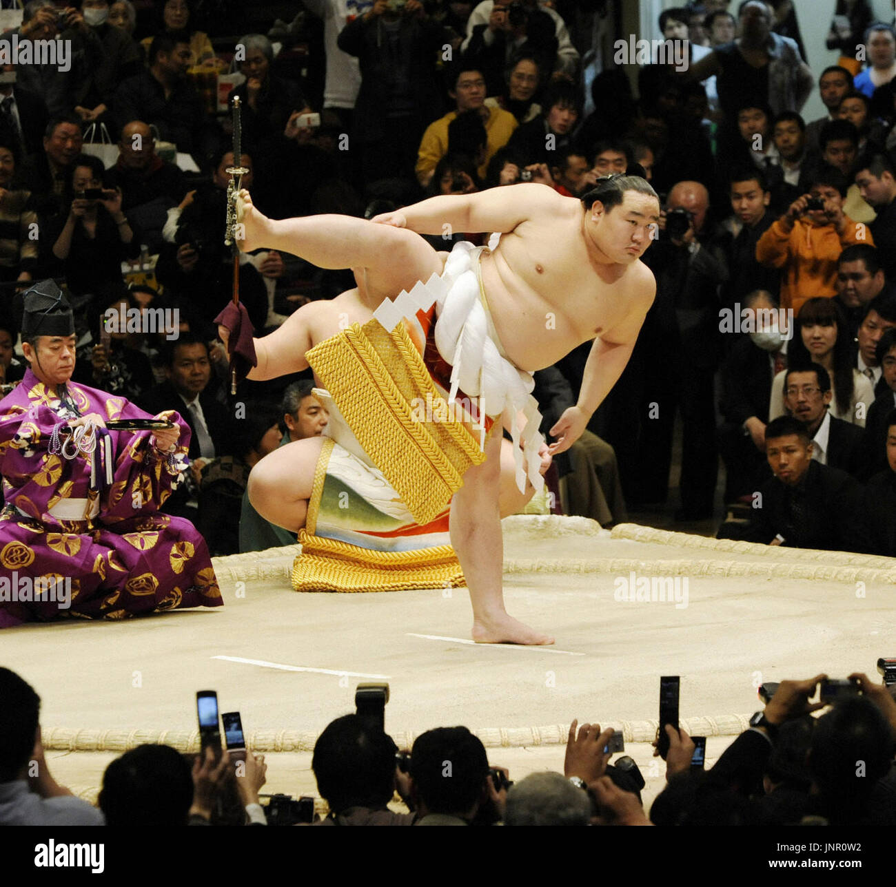 TOKYO, Japan - Sumo grand champion Asashoryu performs the ''dohyo-iri ...