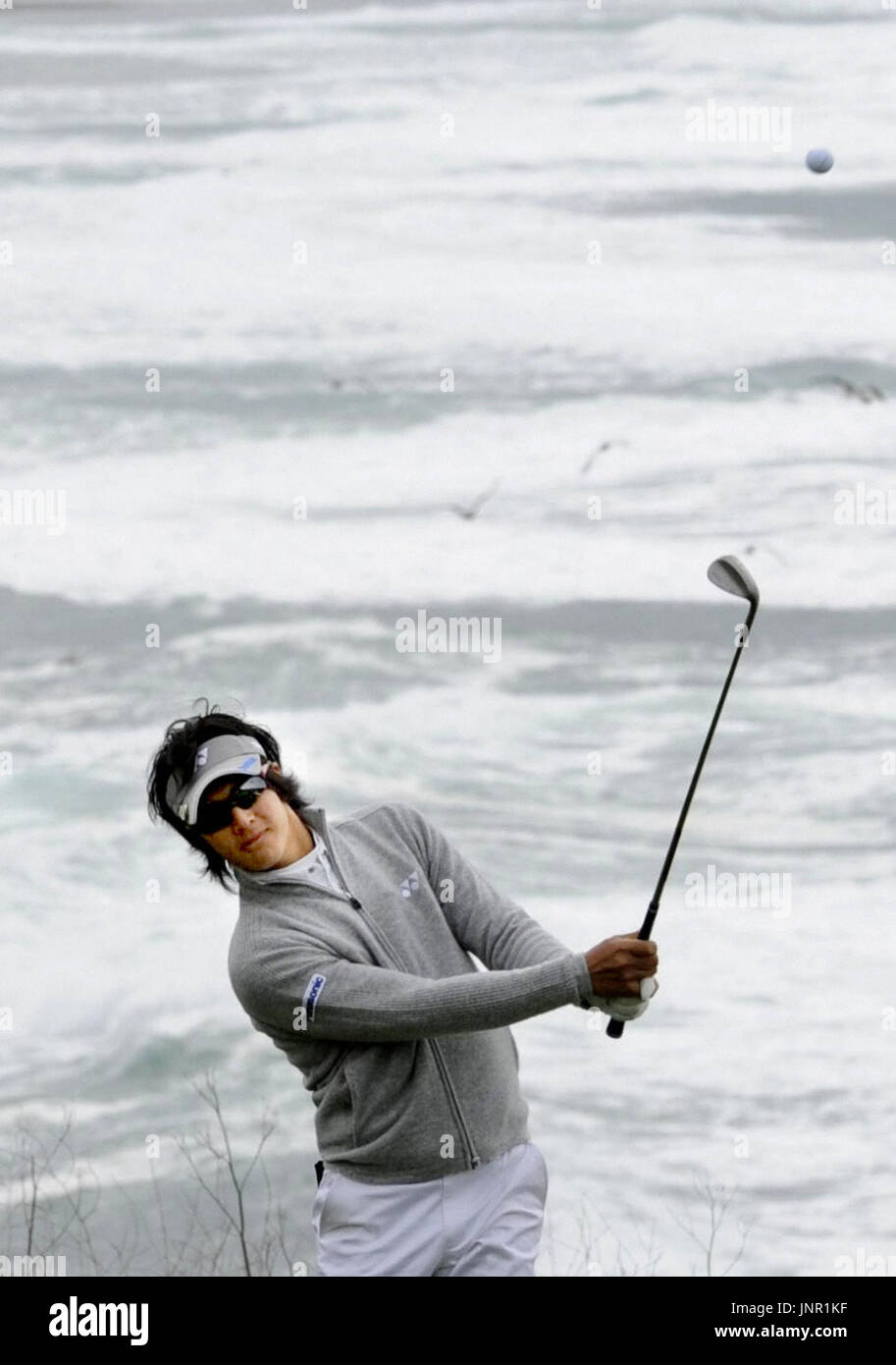 PEBBLE BEACH, United States - Japanese golfer Ryo Ishikawa hits an ...