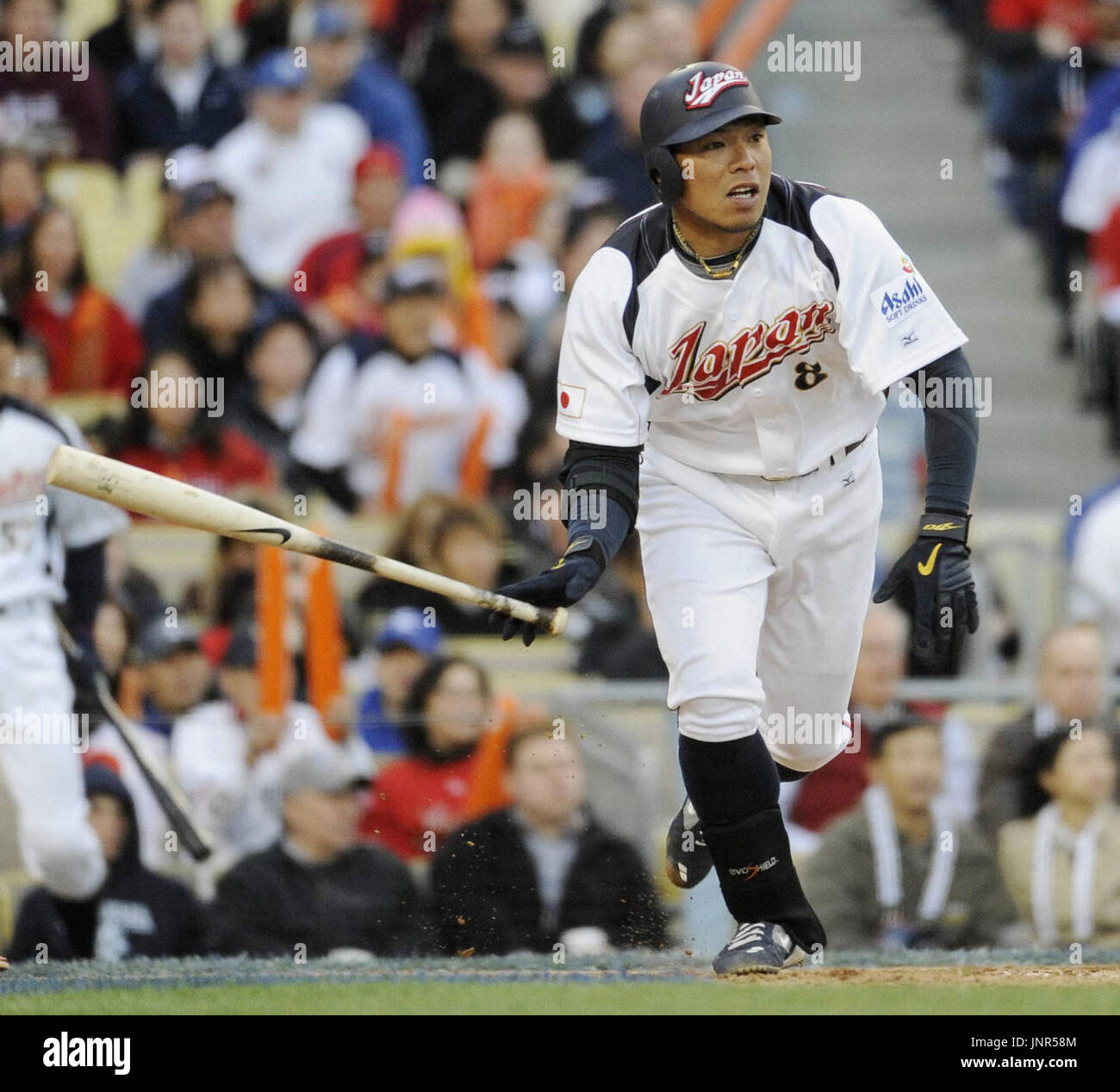 LOS ANGELES, United States - Japan's Akinori Iwamura hits an RBI triple ...