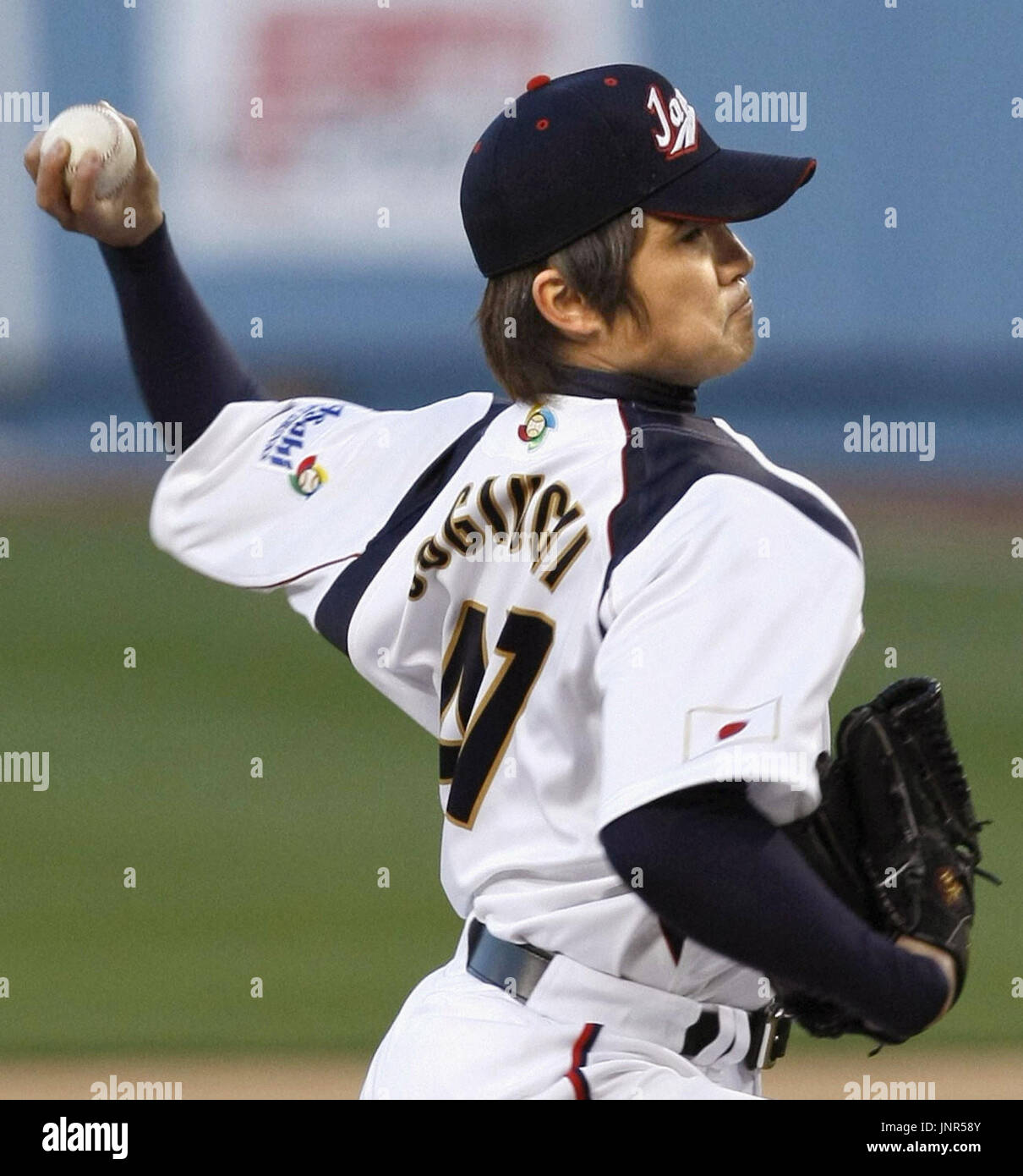 LOS ANGELES, United States - Japan's Toshiya Sugiuchi throw against the ...
