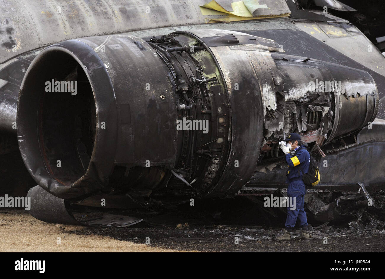 NARITA, Japan - The photo shows one of the burnt engines of a FedEx ...