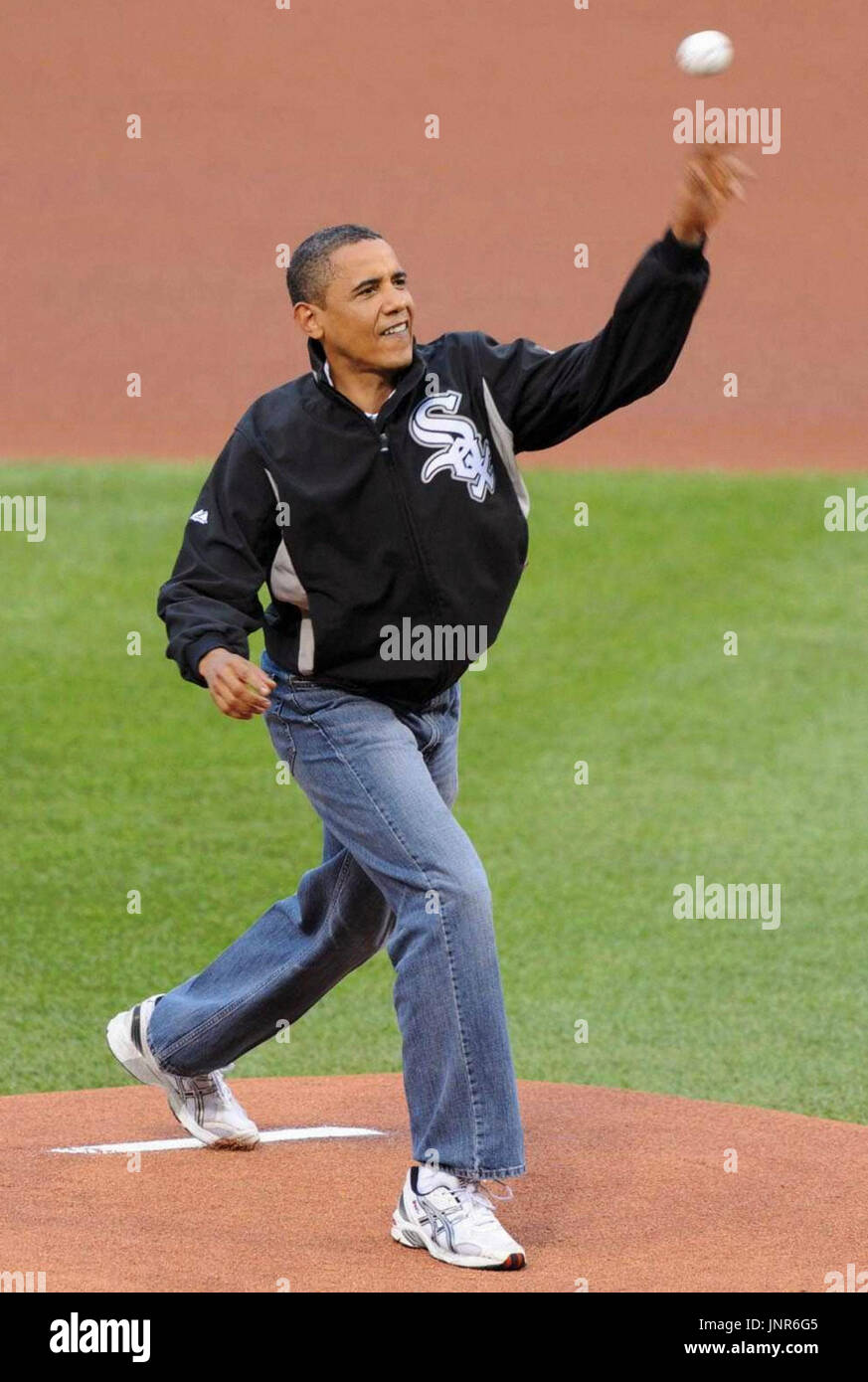 ST. LOUIS, Missouri - U.S. President Barack Obama throws the ceremonial ...