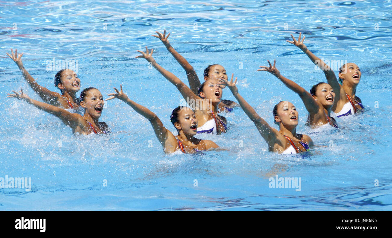 ROME, Italy - The Japanese team performs in the synchronized swimming ...