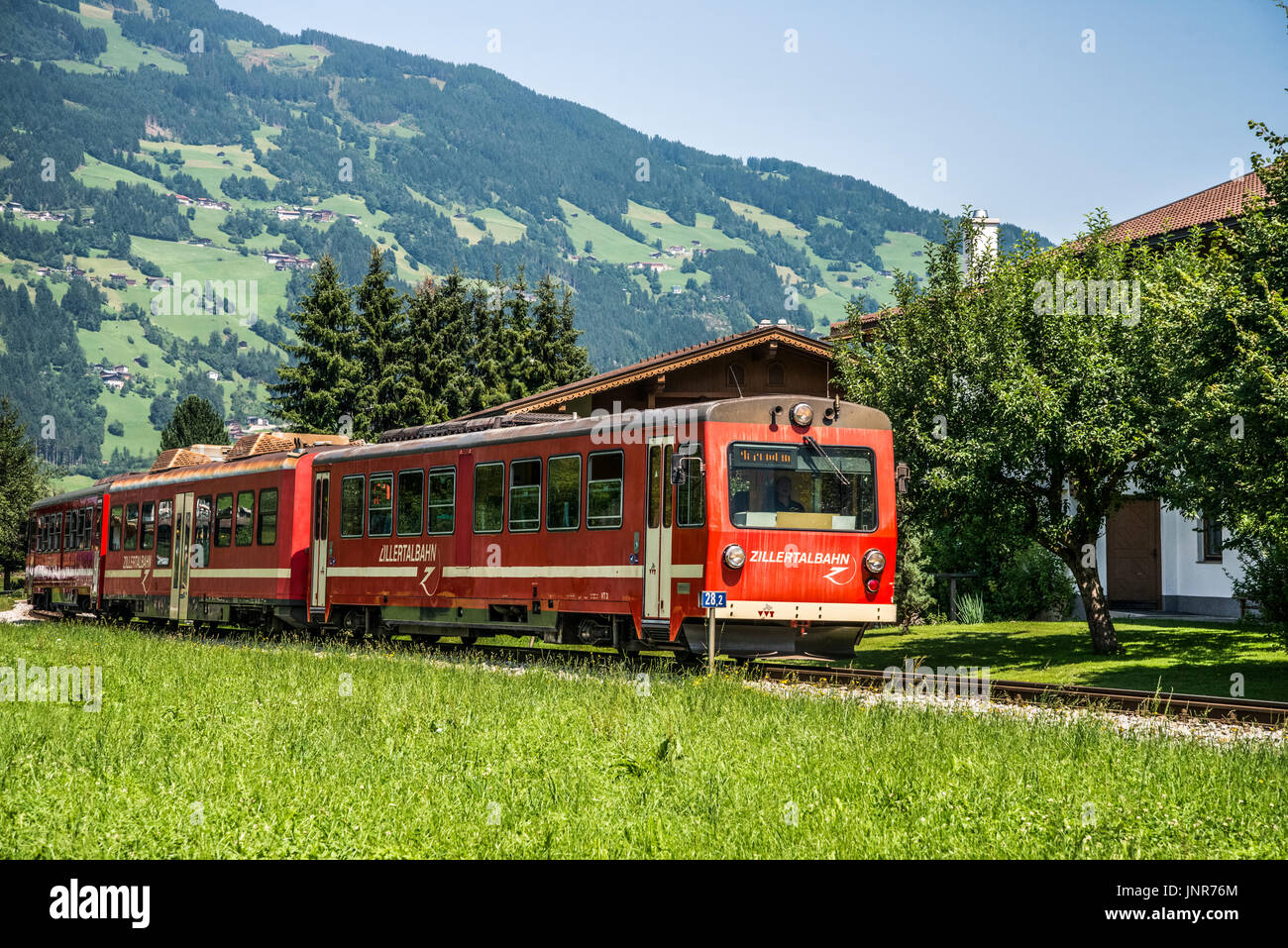 The Zillertalbahn mountain railway in the Austrian Tyrol that travels ...