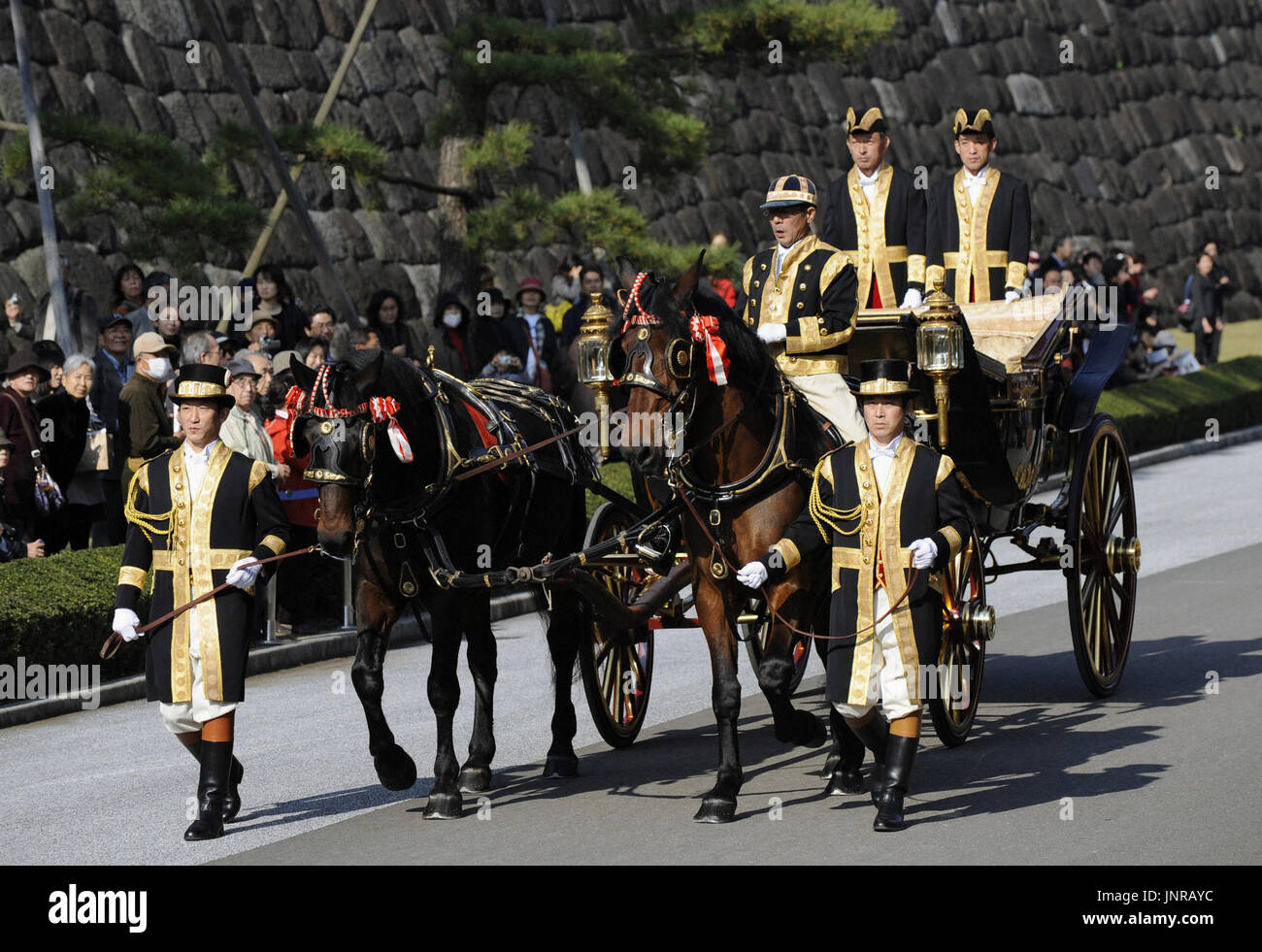 TOKYO, Japan - A ceremonial horse-drawn carriage, which was used for ...