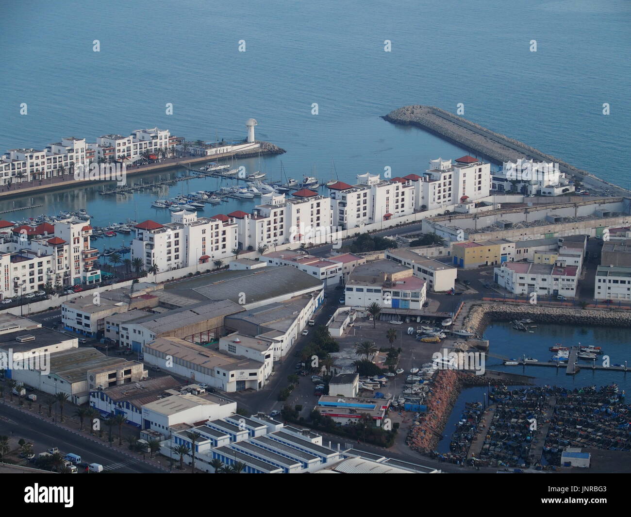 AGADIR travel city landscape in MOROCCO with white buildings on ...