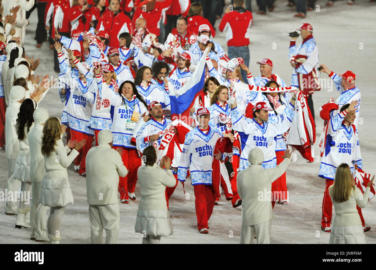 VANCOUVER, Canada - Russian athletes enter the stage during the closing ...