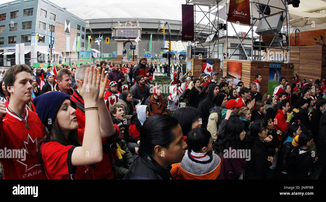 VANCOUVER, Canada - Spectators outside BC Place in Vancouver, where the ...