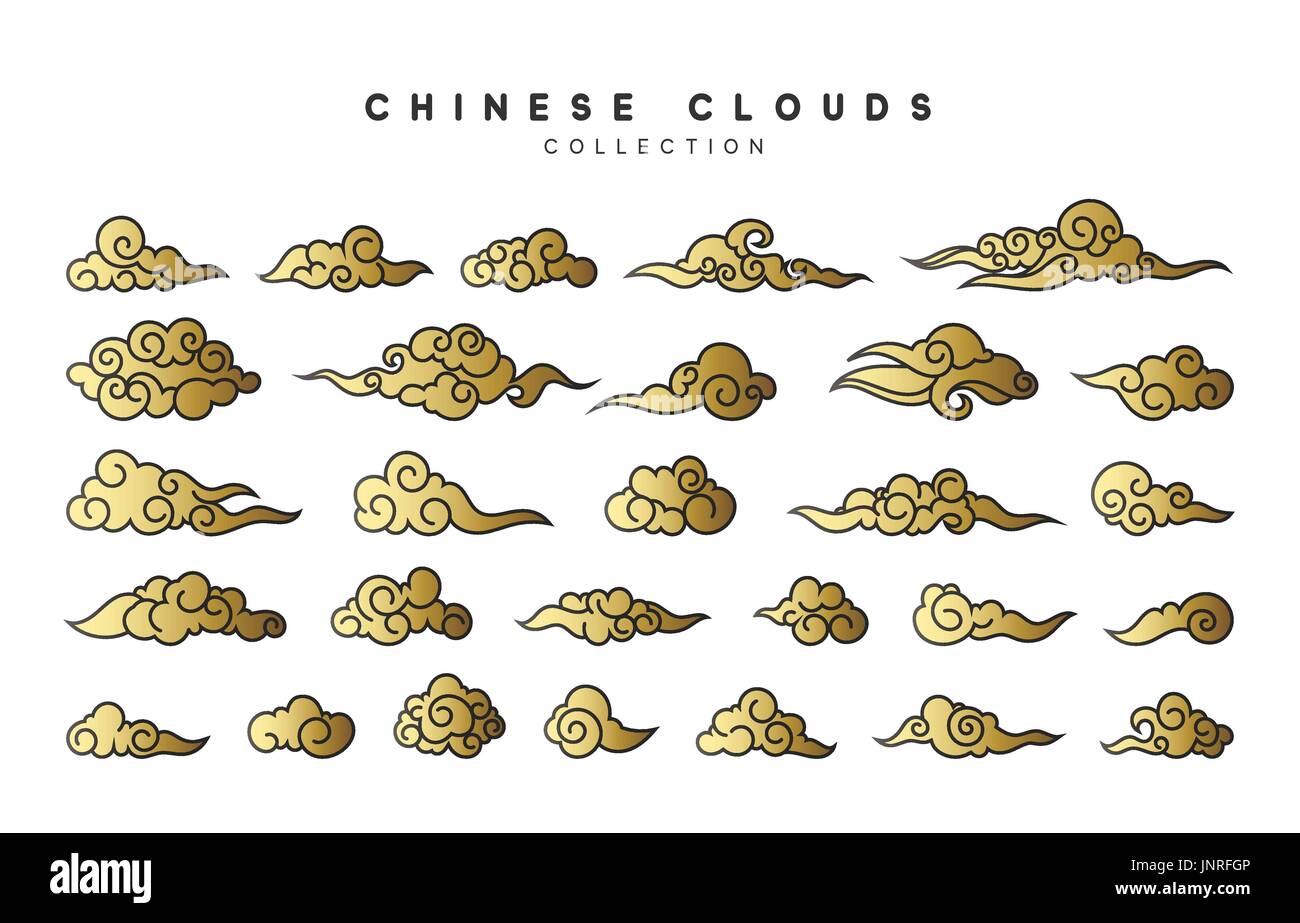 Collection color gold clouds in Chinese style Stock Vector Image & Art ...