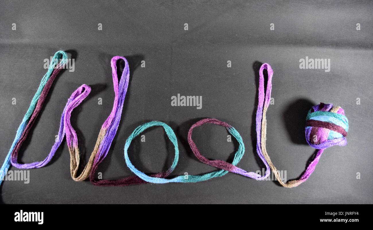 written with wool, the word wool Stock Photo - Alamy