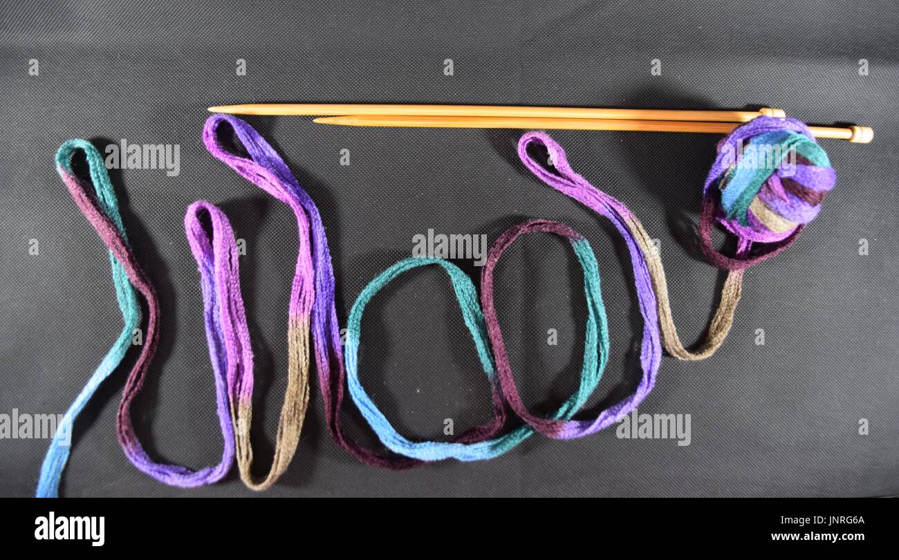 written with wool, the word wool Stock Photo - Alamy