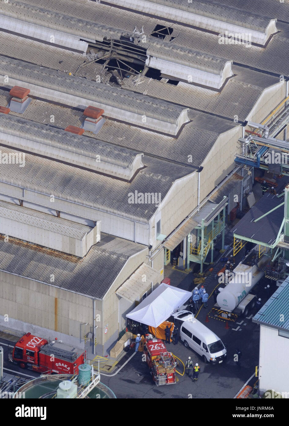 OSAKA, Japan - Aerial photo shows a chemical plant located near Shin ...