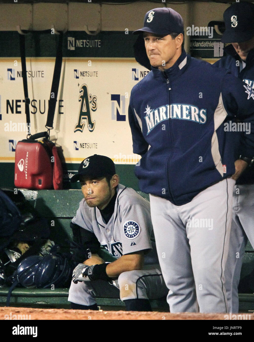 OAKLAND, United States - Ichiro Suzuki of the Seattle Mariners watches ...