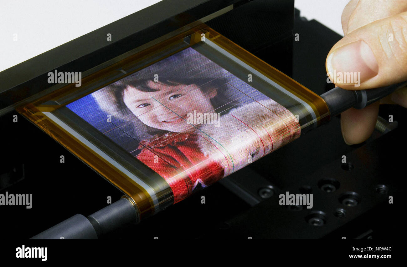 TOKYO, Japan - Photo shows a flexible organic light-emitting diode ...