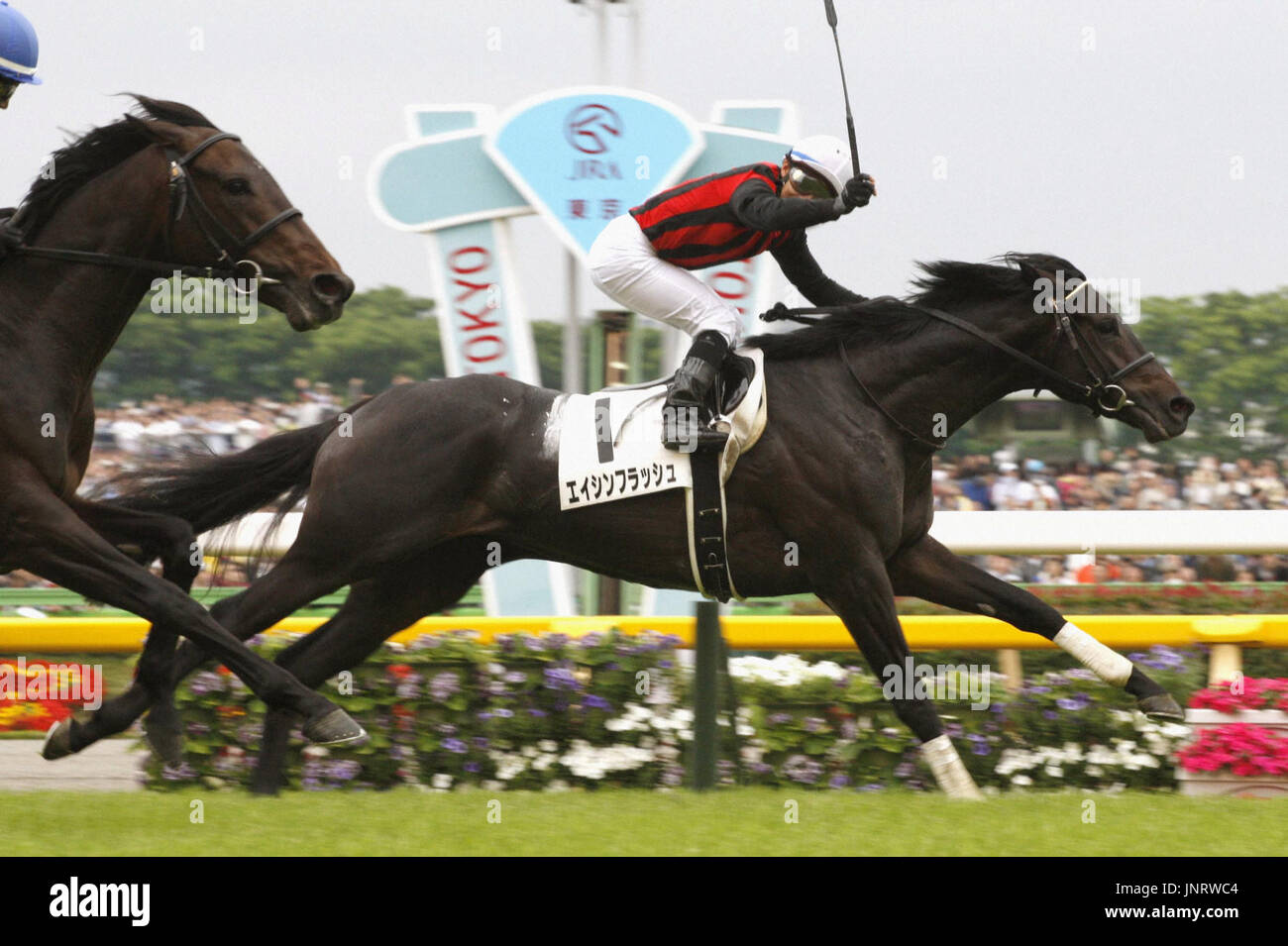 TOKYO, Japan - Seventh pick Eishin Flash crosses the finish line to win ...