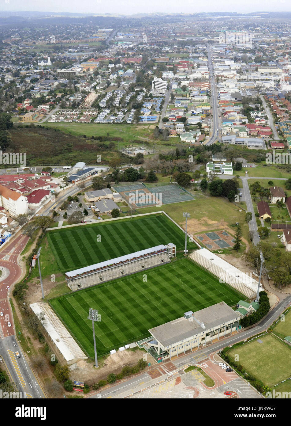 JOHANNESBURG, South Africa - This aerial photo shows a soccer field in ...
