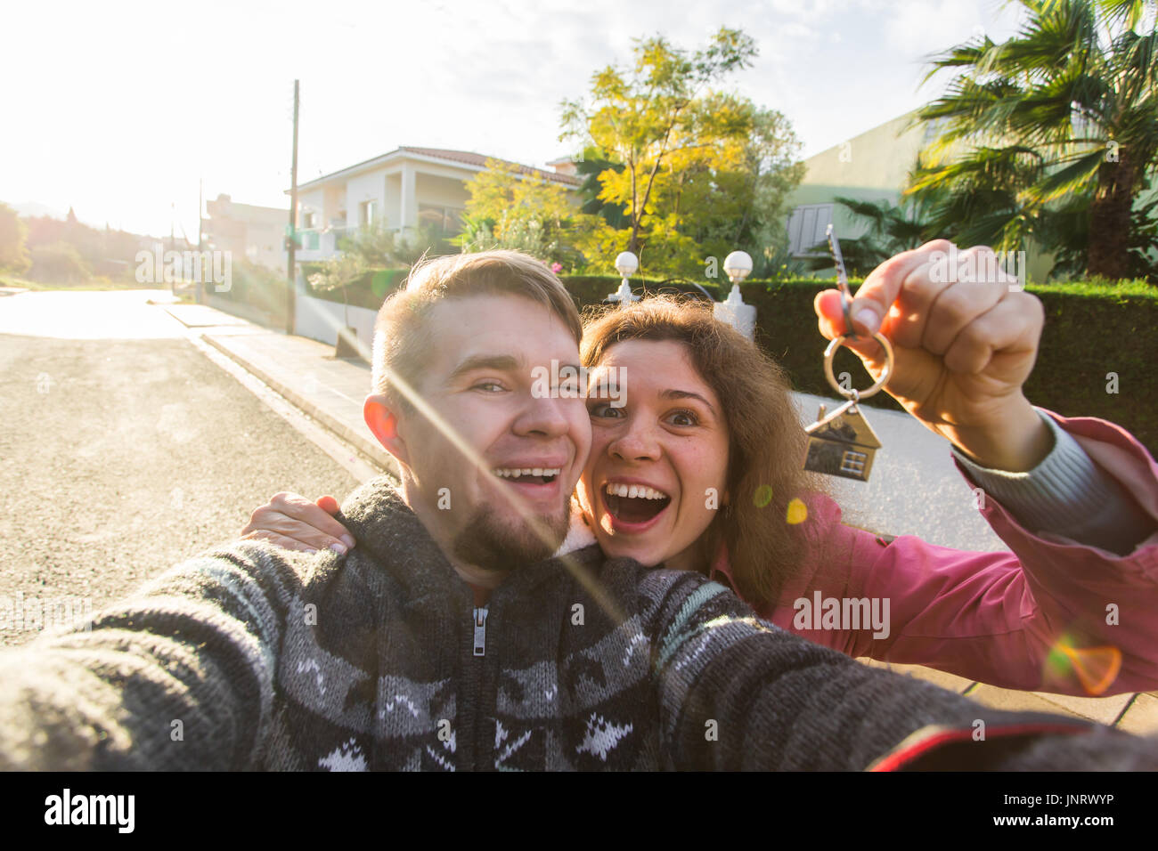 New home owners with key Stock Photo - Alamy