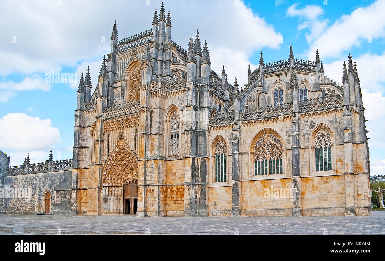 The facade of the Dominican Monastery of Santa Maria da Vitoria ...