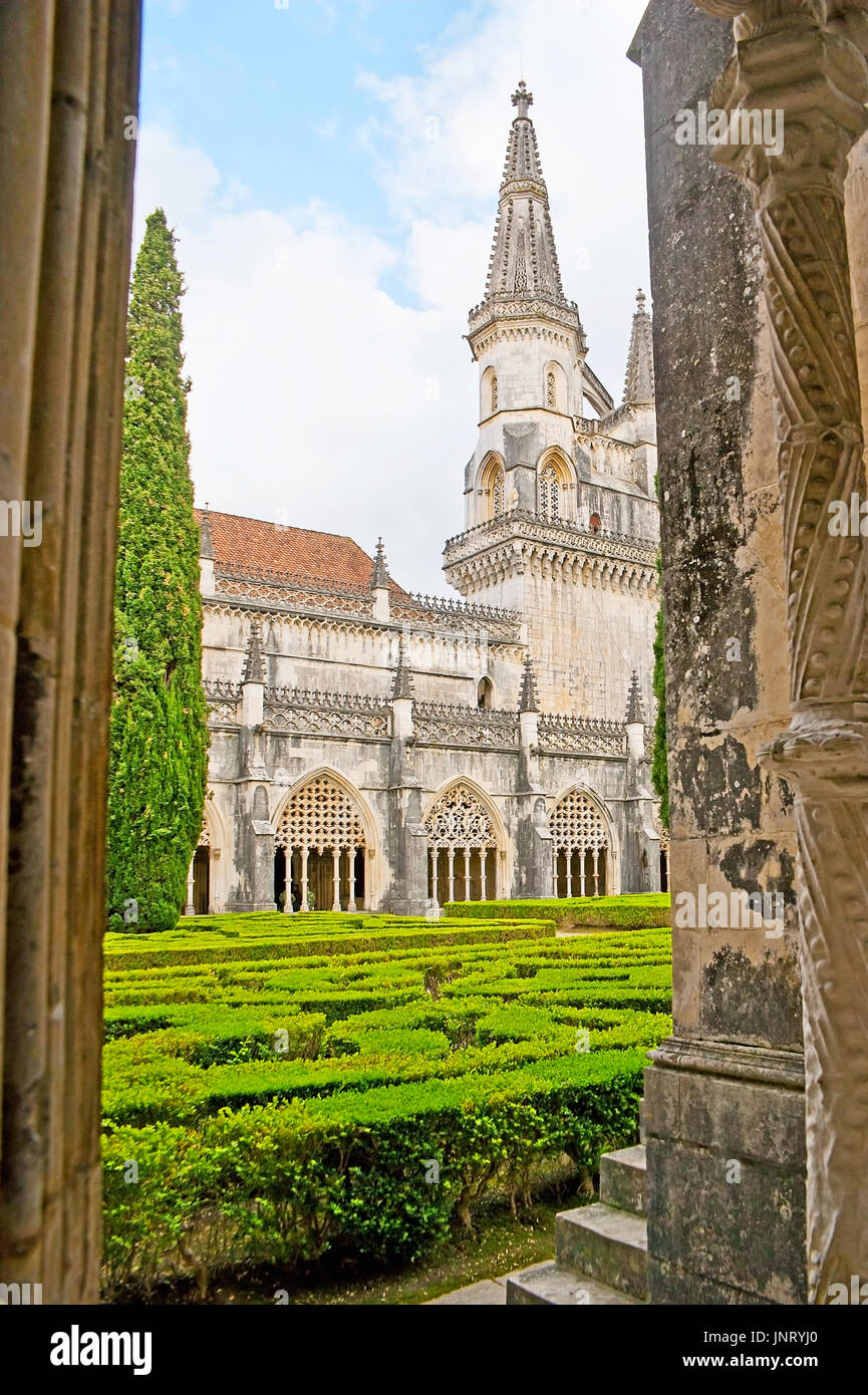 BATALHA, PORTUGAL - APRIL 30, 2012: Walk along the medieval arcades in ...
