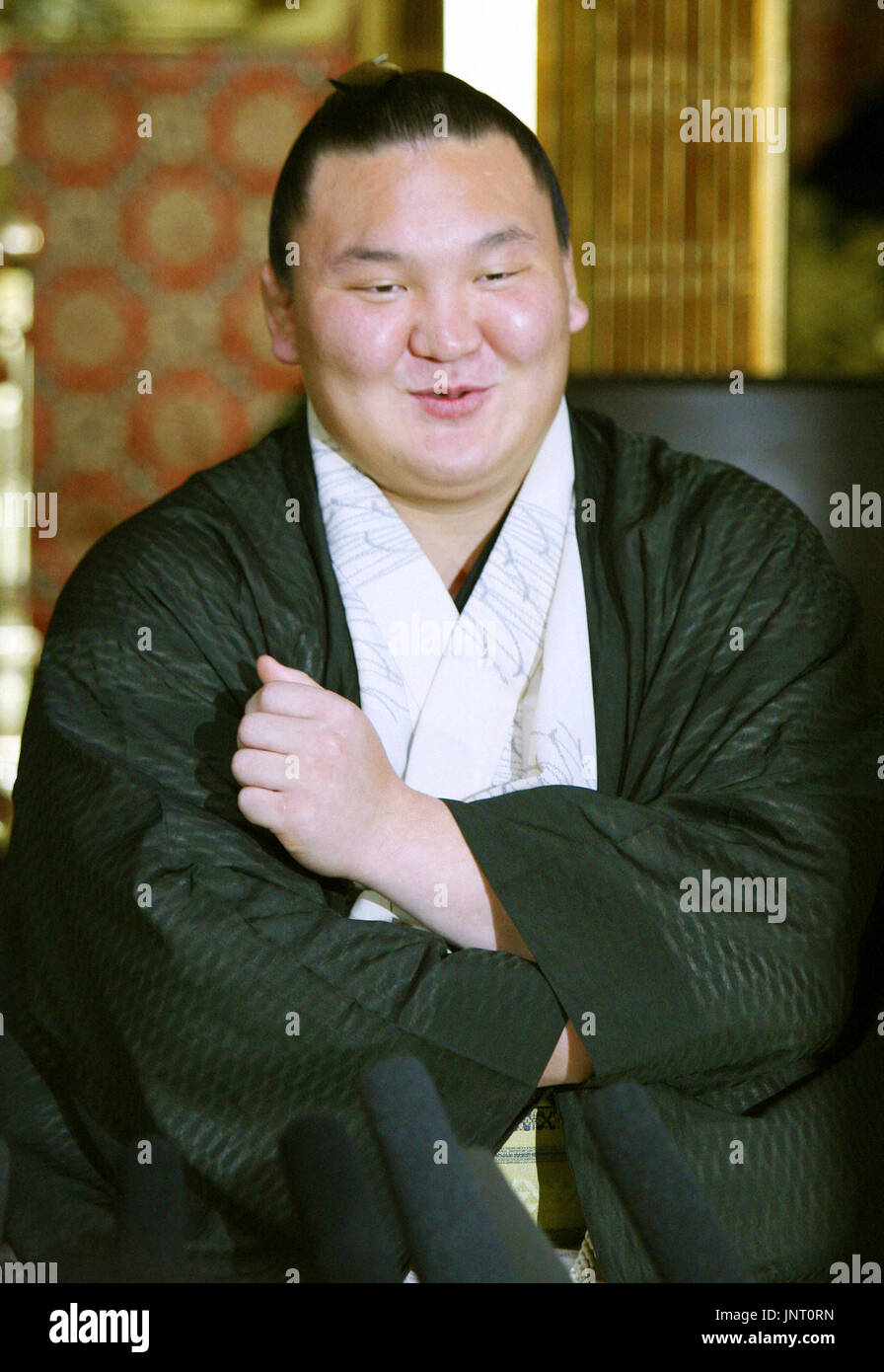 NAGOYA, Japan - Yokozuna (grand champion) Hakuho of Mongolia speaks at ...