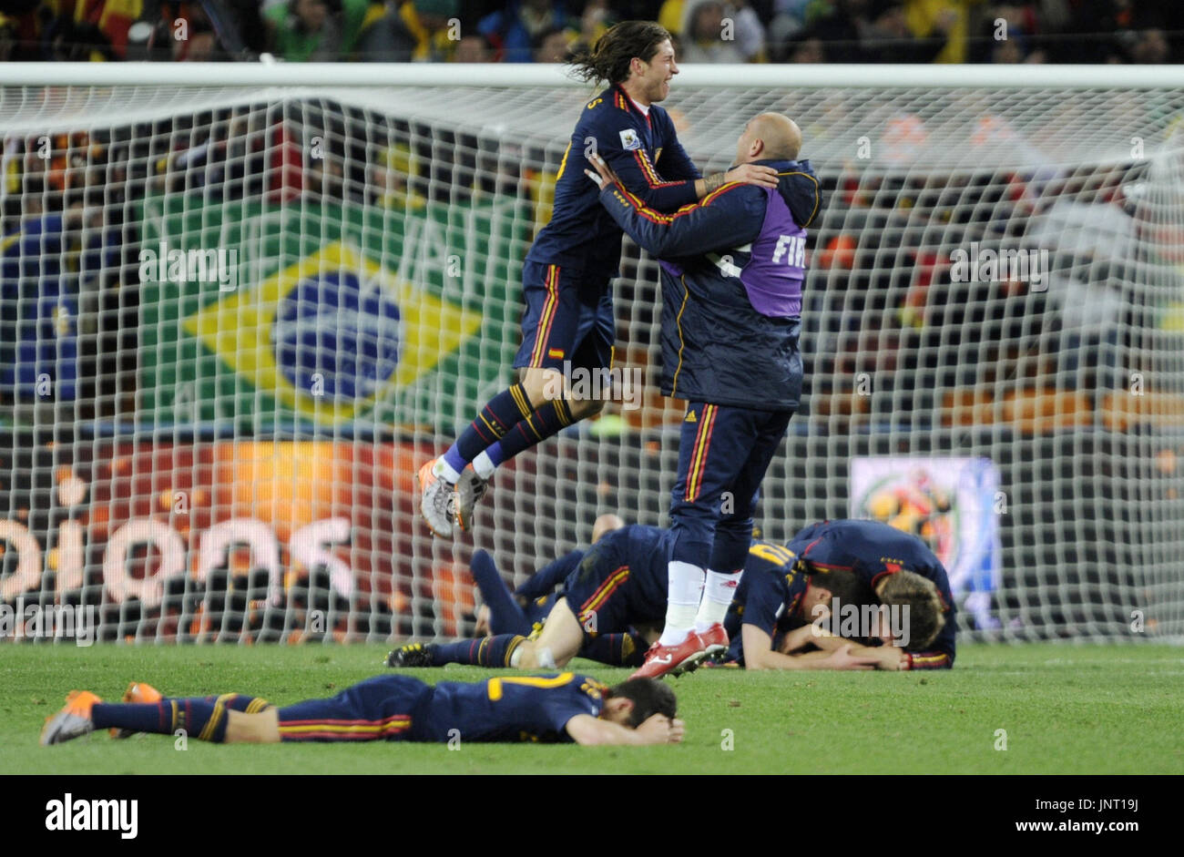 JOHANNESBURG, South Africa - Spain players celebrate after beating the ...