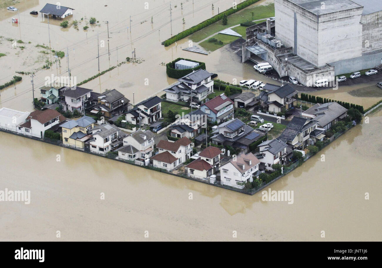 YAMAGUCHI, Japan - An aerial view shows a residential area in Sanyo ...