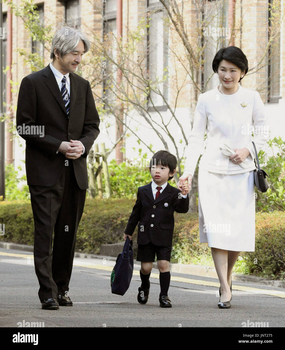 TOKYO, Japan - Prince Hisahito (C), accompanied by his father Prince ...
