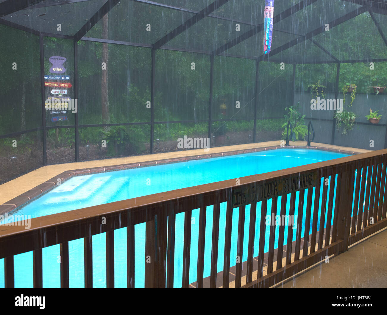HDR photo of a rainy day at poolside Stock Photo - Alamy