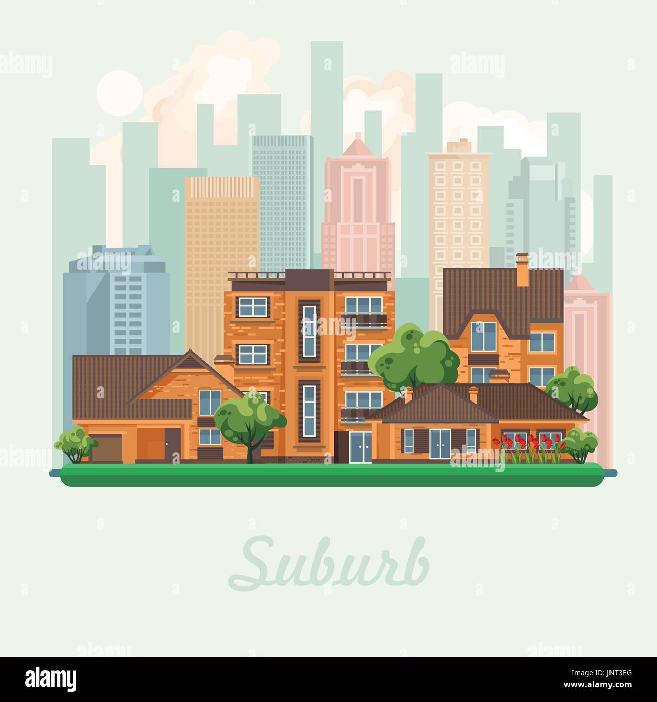 Neighborhood Suburban Stock Vector Images - Alamy