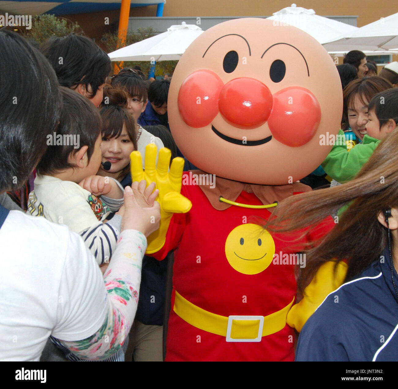 TSU, Japan - Children's popular cartoon hero Anpanman is surrounded by ...