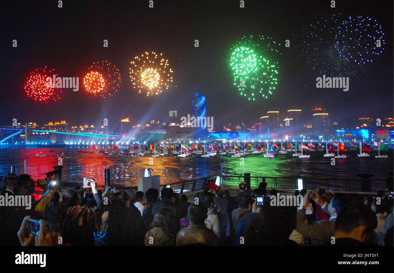 SHANGHAI, China - Fireworks are tested at the Shanghai exposition site ...