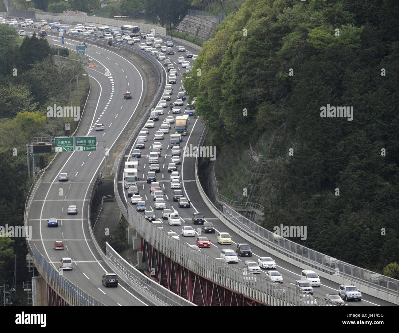 TOKYO, Japan - Tokyo-bound lanes of the Chuo Expressway are congested ...