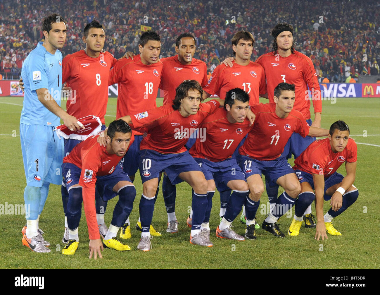 PRETORIA, South Africa - Chile players pose for photos before their ...