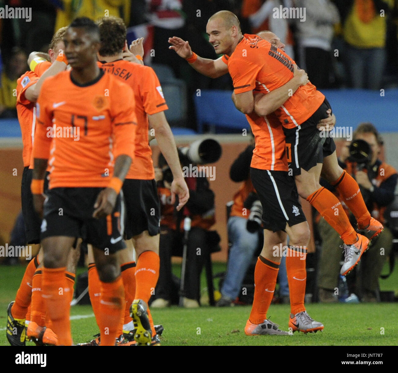 DURBAN, South Africa - Netherlands midfielder Wesley Sneijder (R) is ...