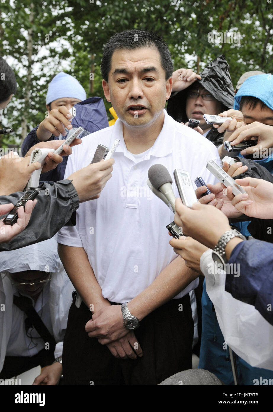UENO, Japan - Japan Airlines President Masaru Onishi speaks to ...