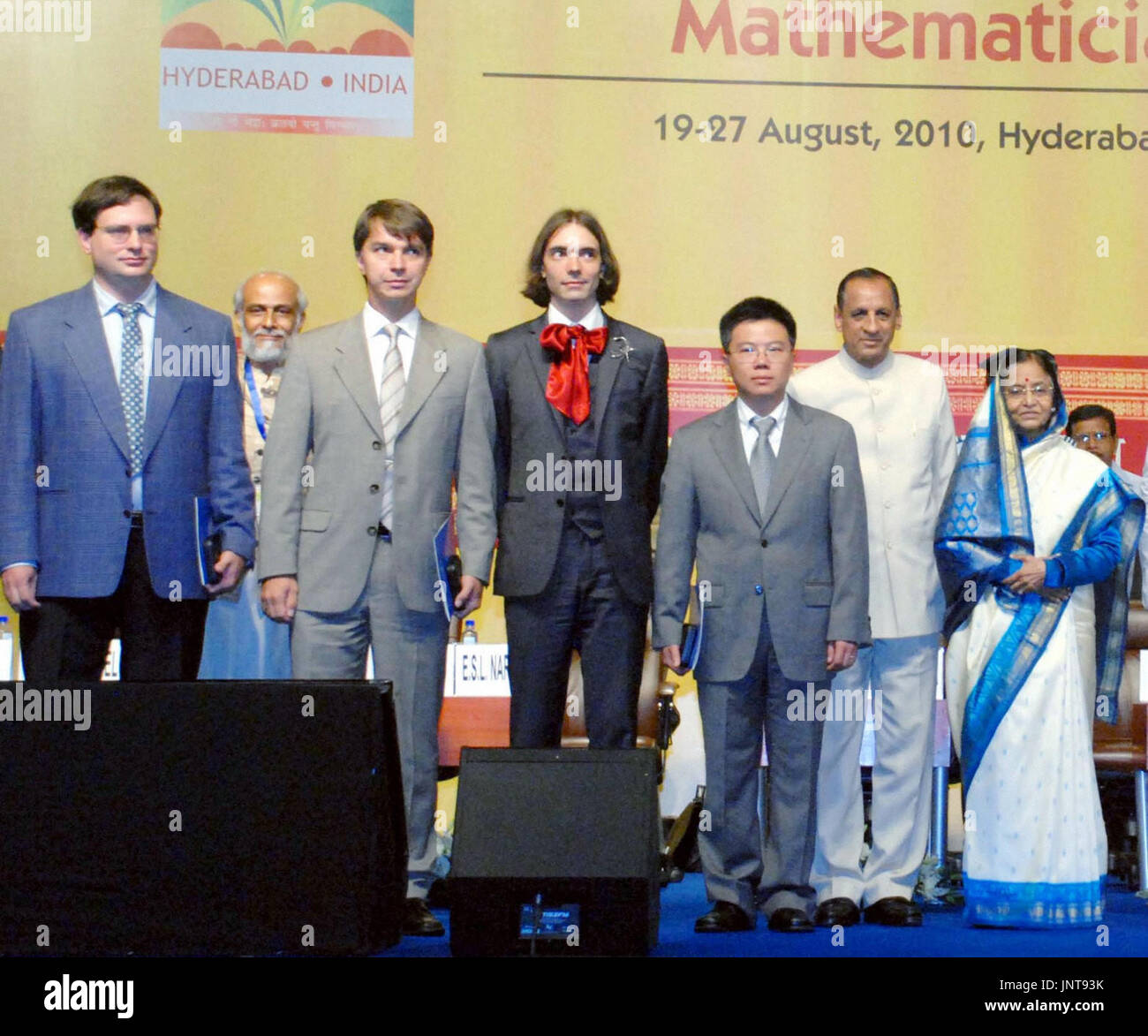 HYDERABAD, India - (From L to R) Elon Lindenstrauss, Stanislav Smirnov ...