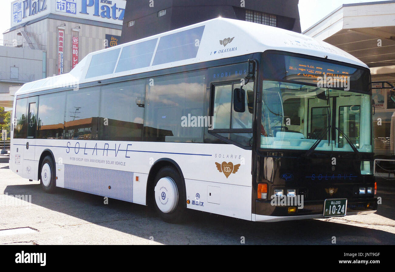 OKAYAMA, Japan - Hybrid bus ''Solarve'' is launched in Okayama, western ...