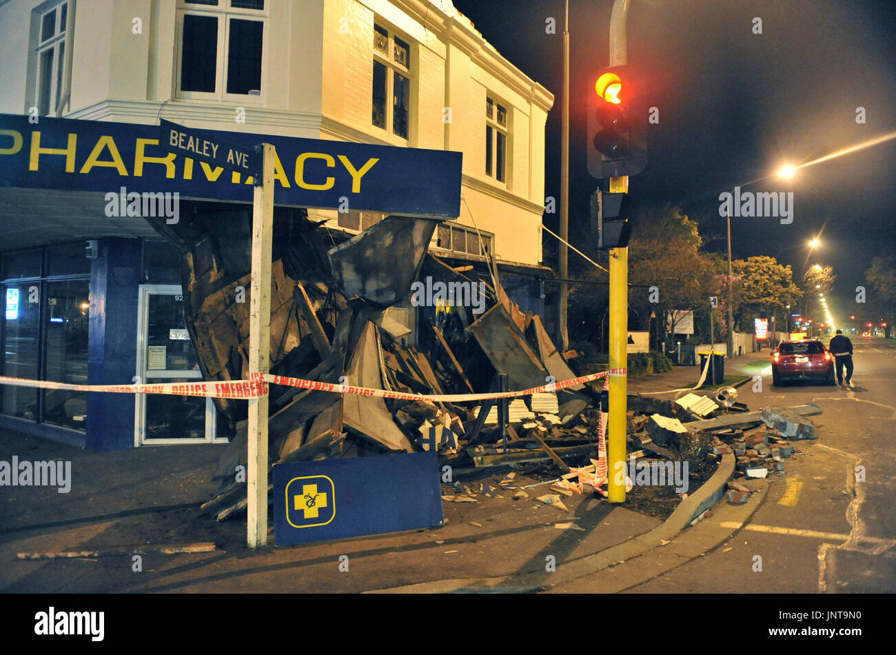 CHRISTCHURCH, New Zealand - Part of a building lies collapsed in quake ...