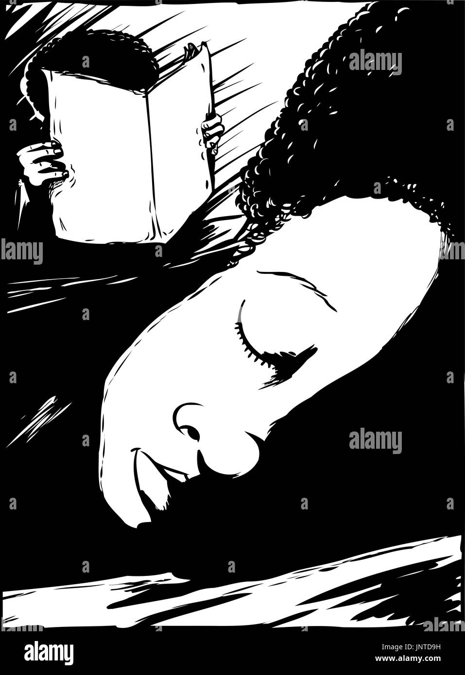 Asleep while reading Black and White Stock Photos & Images - Alamy
