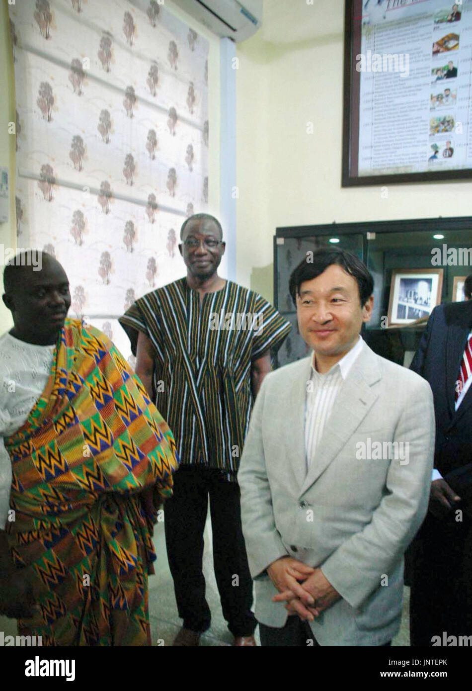 ACCRA, GHANA - Japanese Crown Prince Naruhito (R) visits a laboratory used by Dr. Hideyo Noguchi ...