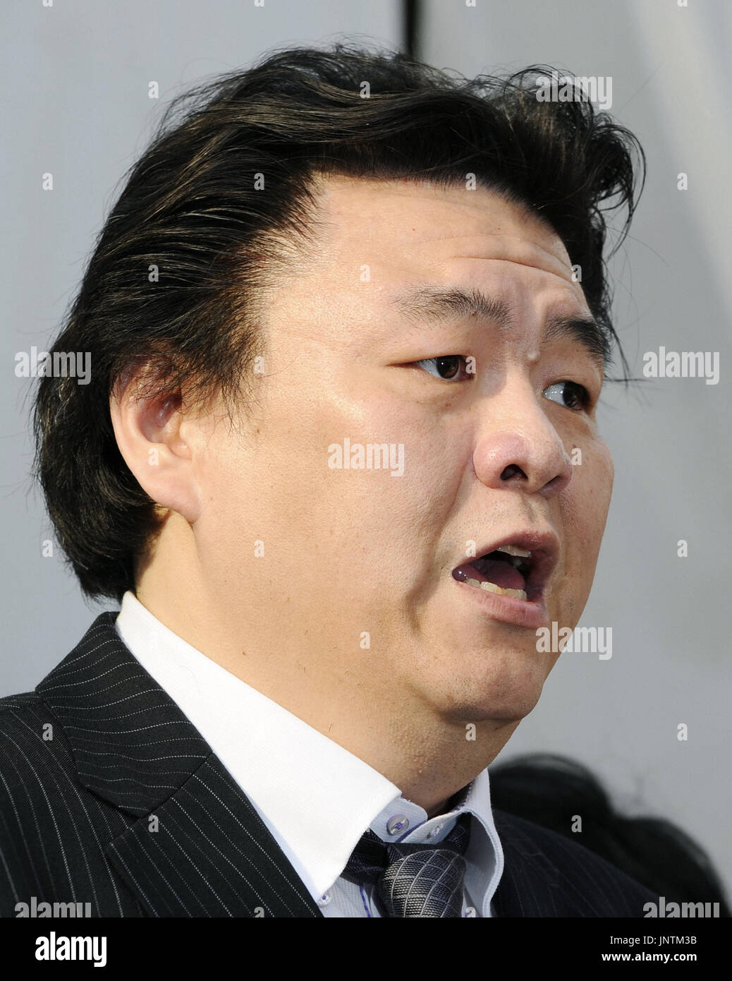 TOKYO, Japan - Sumo stablemaster Otake speaks to reporters about his ...