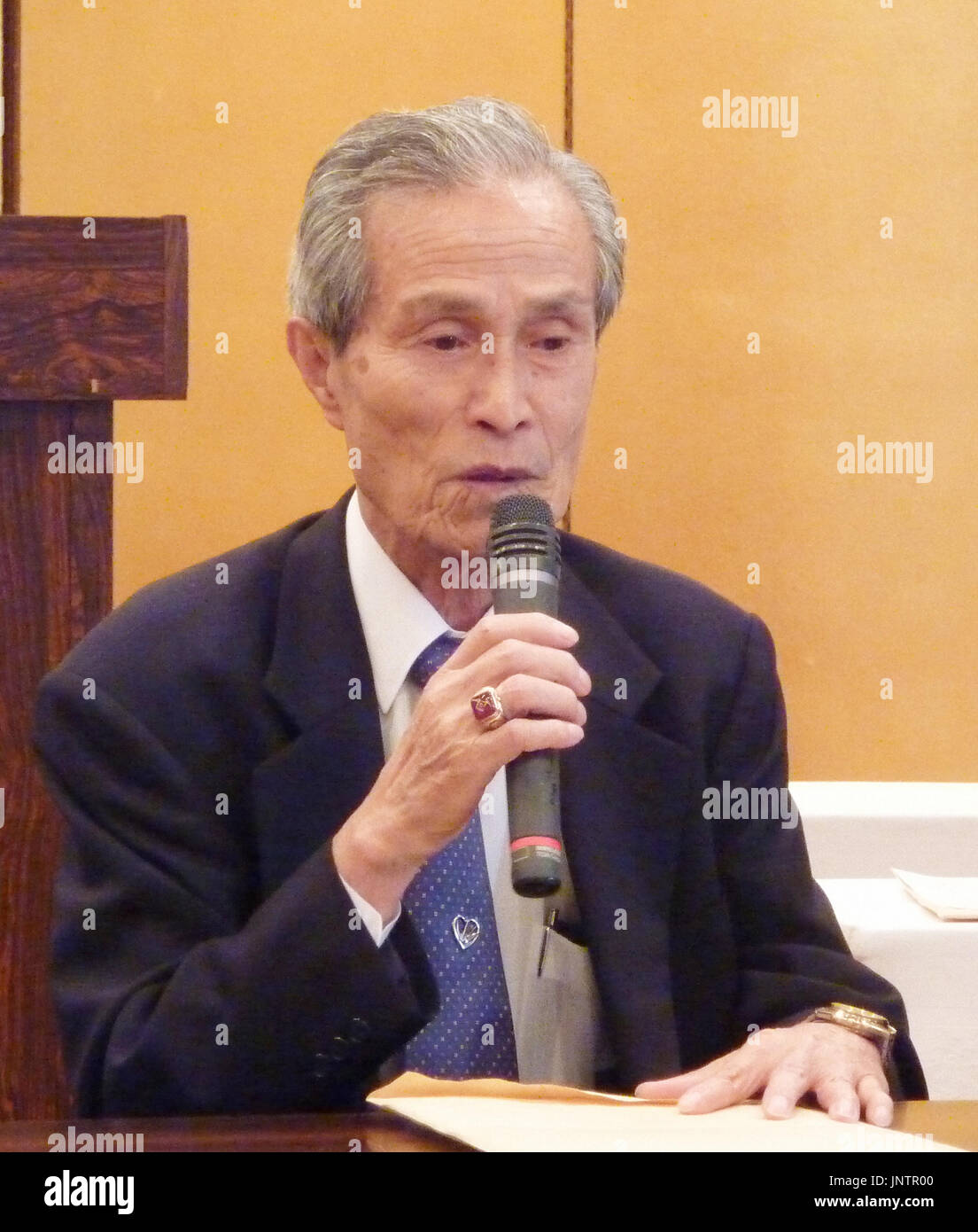 TOKYO, Japan - Atomic-bomb victim Sumiteru Taniguchi, 81, speaks at a ...